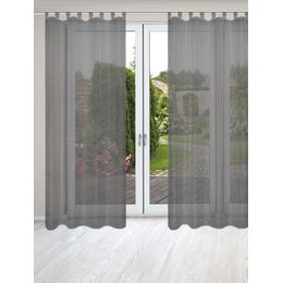 Vorhang Home Wohnideen "NESSI 2er Pack" Gr. 1, grau (anthrazit), B:135cm H:245cm, Polyester, Gardinen, Vorhang, Uni, Voile, transparent, Schlaufen inkl. Zugband, 2er Pack