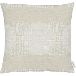 Dekokissen Apelt "2718" Gr. 1, grau (taupe, beige, gemustert), B:46cm L:46cm, Polyester, Viskose, Dekokissen_Sitzkissen_Kissenh&uuml;llen, Dekokissen, aus Jacquard-Gewebe, Kissenh&uuml;lle ohne F&uuml;llung, 1 St&uuml;ck