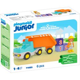 Konstruktions-Spielset Playmobil "Kipplaster (71685), JUNIOR", bunt, Spielbausteine, Baby, Kunststoff, Konstruktions-Spielset, Made in Europe