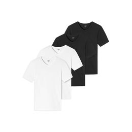 T-Shirt uncover by Schiesser "T-Shirt 4er Pack", Herren, Gr. L, schwarz (schwarz, wei&szlig;), Obermaterial: 95% Baumwolle CO. 5% Elasthan EL., Shirts T-Shirt