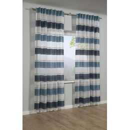 Gardine Gardinia "Schal mit Gardinenband Etamine", blau, B:140cm H:245cm, Polyester, Gardinen, Gardine, Stoff Etamine