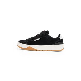 Plateausneaker Tommy Jeans "TJW SKATE SNEAKER", Damen, Gr. 41, schwarz-wei&szlig; (schwarz, wei&szlig;), Leder, Lederimitat, Schuhe Plateausneaker, Freizeitschuh, Halbschuh, Schn&uuml;rschuh mit gepolstertem Schaftrand