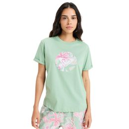 Shirttop Roxy "Oceanregular Round Hibiscus", Damen, Gr. M, gr&uuml;n, [Hauptstoff] 100% Baumwolle, Tops Shirttop