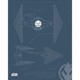 Bild Komar "Star Wars Blueprint Sith TIE-Fighter", schwarz-wei&szlig; (farbe bild(er): schwarz, wei&szlig;), B:40cm H:50cm, Holz, Papier, Bilder, Bild, Wandbild zur Dekoration im Kinderzimmer - ohne Rahmen