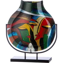 Dekovase CASABLANCA BY GILDE "Vero", bunt, B:34,5cm H:40cm T:10cm, Glas, Metall, Vasen, Dekovase, dekorative Vase aus Glas, Dekoobjekt