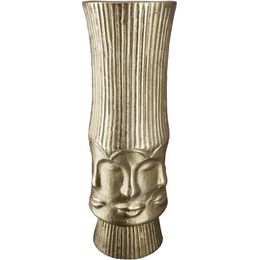 Dekovase Gilde "Face", gold (goldfarben), B:14cm H:45,5cm T:14cm, Aluminium, Vasen, Dekovase, Vase aus Aluminium, Dekoobjekt