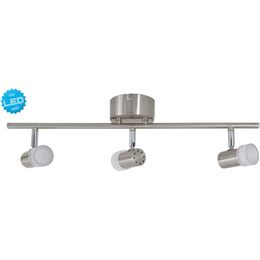 N&auml;ve N&Auml;VE LED Deckenspots "Malaga", silber (silberfarben), 3, &Oslash; 4,5cm H: 15cm, 1 Stk., Leuchten, 3er LED-Wand-u. Deckenspot, stahl-blank, 3xLED warmwei&szlig;, L: 61cm, LED Deckenspots