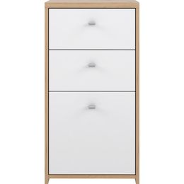 Kommode FORTE "CHEST", wei&szlig; (artisan eiche, wei&szlig;), B:40,3cm H:77,5cm T:29,6cm, Dekorfolie, FSC-zertifizierter Holzwerkstoff, Kunststoff, Metall, Sideboards, Kommode