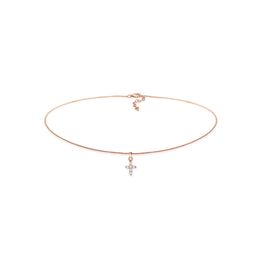 Choker Elli "Halskette Choker Kreuz Religion Zirkonia 925 Silber" Gr. 36, rosa, Halsketten, Damen, mit Steinen, Silber 925 (Sterlingsilber), Choker