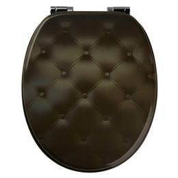 WC-Sitz ADOB "Leder Kissen", schwarz, B:38cm H:6cm L:44,5cm, MDF - Mitteldichte Holzfaserplatte, WC-Sitze, WC-Sitz, Absenkautomatik, sehr stabil