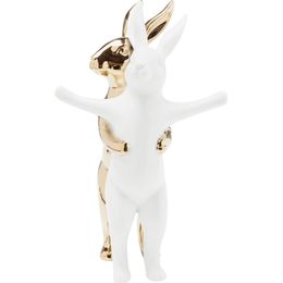 Dekofigur KARE DESIGN "Deko Figur Hugging Rabbits Medium", gold (goldfarben), B:14,7cm H:24,5cm T:11,5cm, Steingut, Dekofiguren, Dekofigur