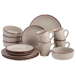 Kombiservice OTTO HOME "Sennia", beige (natur), 16 Stk., Steinzeug, Geschirr-Sets, Kombiservice, Geschirr-Set, handgemalt, jedes St&uuml;ck ein Unikat