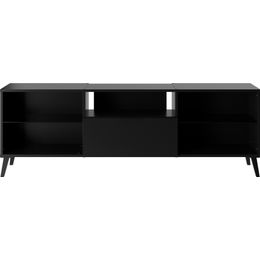 TV-Board FMD "Dark", schwarz, B:153,5cm H:40cm T:31,7cm, Sideboards, TV-Board