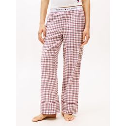 Pyjamahose "PLAID FLANNEL", Damen, Gr. XL (42/44), N-Gr, mini plaid ivory silk, Flanell, Obermaterial: 55% Baumwolle, 45% Viskose, Tommy Hilfiger Underwear, kariert, relaxed fit lang, Hosen Pyjamahose, mit Schottenkaro, relaxed fit, elastischer Bund