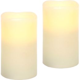 LED-Kerze I.GE.A. "LED-Kerzen Flackernd Warmwei&szlig; 2er Set Stumpenkerze Deko Valentinstag", beige (creme), B:7cm H:13cm, Kunststoff, Wachs, Kerzen, LED-Kerze, Romantische Dekoration Creme Echtwachs romantisch, Topseller