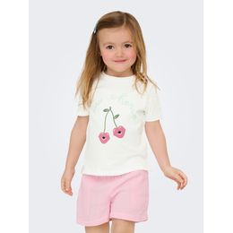 T-Shirt KIDS Only "KMGCANDY LIFE S/S PRINTED TEE JRS NOOS", M&auml;dchen, Gr. 128, cloud dancer print:cherries, Jersey, Obermaterial: 100% Baumwolle, unifarben, regular fit normal, Rundhals, Shirts T-Shirt