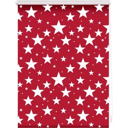 Seitenzugrollo LICHTBLICK ORIGINAL "Rollo Klemmfix, ohne Bohren, Verdunkelung, Sterne", rot (rot, wei&szlig;), B:45cm H:150cm, Polyester, Rollos, Seitenzugrollo