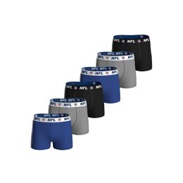 Boxershorts NFL "Boxershort NFL SHIELD 6pk Boxers 6er Pack", Herren, Gr. L, bunt (blau, grau, schwarz), Obermaterial: 95% Baumwolle CO. 5% Elasthan EL., Unterhosen Boxershorts