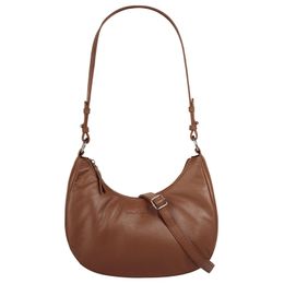 Umh&auml;ngetasche Bruno Banani, Damen, Gr. B/H/T: 28cm x 24cm x 9cm onesize, braun (cognac), Leder, leicht gl&auml;nzend, unifarben, Taschen Umh&auml;ngetasche, echt Leder