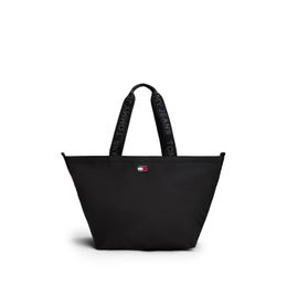 Tragetasche Tommy Jeans "TJW ESS DAILY TOTE", Damen, Gr. B/H/T: 52cm x 31cm x 26cm, schwarz, Textil, Taschen Tragetasche, Damen Umh&auml;ngetasche, Shopper mit Logoflagge