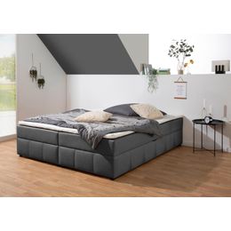 Boxbett Home Affaire "Niemes inkl. Bettkasten und Topper, auch in &Uuml;berl&auml;nge erh&auml;ltlich", anthrazit, B:204cm L:224cm, Komplettbetten, Boxbett, Boxbett ohne Kopfteil, inkl. Topper