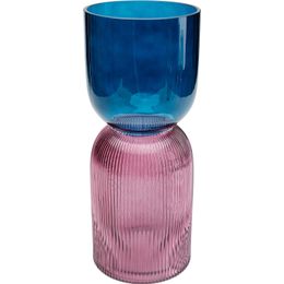 Tischvase KARE DESIGN "Vase Marvelous Duo Blau Lila 40cm", blau, B:16,5cm H:40cm T:16,5cm, Glas, Vasen, Tischvase