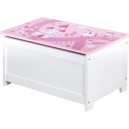 Truhe Roba "Krone, rosa/pink", wei&szlig;, Truhen, Kinder, B/H/T: 60cm x 30cm x 32cm, MDF, Truhe, mit Deckelbremse; f&uuml;rs Kinderzimmer, B:60cm H:30cm T:32cm