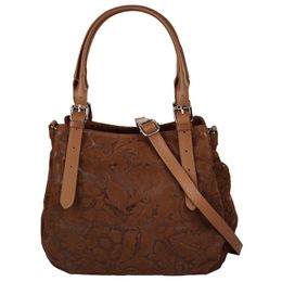Henkeltasche Samantha Look, Damen, Gr. B/H/T: 29cm x 25cm x 18cm onesize, braun (cognac), Leder, unifarben, Taschen Henkeltasche, echt Leder, Made in Italy