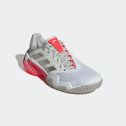 Tennisschuh adidas Performance "BARRICADE 13", Damen, Gr. 40,5, bunt (cloud wei&szlig;, champagne metallic, lucid rot), Synthetik, Textil, Schuhe Tennisschuh, f&uuml;r Hartpl&auml;tze