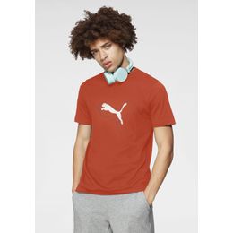 T-Shirt Puma "ESS+ LOGO LAB CAT TEE", Herren, Gr. M, rot (rotmazing), Jersey, Obermaterial: 100% Baumwolle, unifarben, regular fit normal, Rundhals, Shirts T-Shirt, sportlicher Stil, Kurzarmdesign, Rundhalsausschnitt