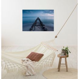 Leinwandbild Komar "Ostseebad - Gr&ouml;&szlig;e 90 x 60 cm", schwarz (farbe bild(er): blau, schwarz), B:90cm H:60cm T:2cm, Holz, Papier, Bilder, Leinwandbild, Keilrahmenbild mi Echtholzrahmen