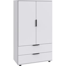 W&auml;scheschrank wimex "Easy Plus Kleiderschrank Garderobe 2 Schubladen, 81 oder 130cm breit", wei&szlig;, B:81cm H:140cm T:40cm, Holzwerkstoff, Schr&auml;nke, W&auml;scheschrank, in verschiedenen Farben, moderne Optik mit schwarzen Metallgriffen