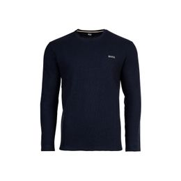 Longsleeve BOSS "Longsleeve Waffle Longsleeve 1er Pack", Herren, Gr. XL, blau (dunkelblau), Obermaterial: 60% Baumwolle CO. 40% Polyester PES., Shirts Longsleeve