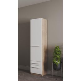 Kleiderschrank Priess "Schrank Garderobe W&auml;scheschrank Barcelona in 5 Breiten", wei&szlig; (struktureichefarben hell, wei&szlig;), B:48cm H:193cm T:36cm, Holzwerkstoff, Schr&auml;nke, Kleiderschrank, viel Stauraum, ger&auml;umige Schubk&auml;sten, mit Spiegel, MADE IN GERMANY