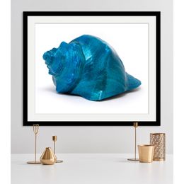Bild queence "Svetlana", blau (farbe rahmen: schwarz, farbe bild(er): blau), B:70cm H:50cm, Acrylglas, Holz, Papier, Bilder, Bild, HD Premium Poster-Druck inkl. Holzrahmen