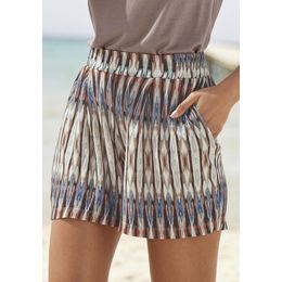 Shorts Vivance, Damen, Gr. 38, N-Gr, bunt (bunt bedruckt), Jersey, Obermaterial: 100% Viskose, bedruckt, figurumspielend kurz, Hosen Shorts, mit Ethnoprint, kurze Hose mit Gummizug, sommerliche Strandshorts