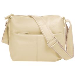 Umh&auml;ngetasche Samantha Look, Damen, Gr. B/H/T: 26cm x 24cm x 5cm onesize, beige, Leder, unifarben, Taschen Umh&auml;ngetasche, echt Leder, Made in Italy
