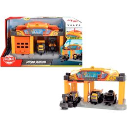 Spiel-Geb&auml;ude DICKIE TOYS "Micro Construction Station", gelb (gelb, grau), Fahrzeug-Spielwelten, KinderB:25cm, Spiel-Geb&auml;ude, inklusive 3 Volvo Baustellenfahrzeuge; mit Licht und Sound, B:25cm