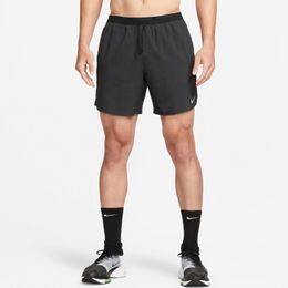 Laufshorts Nike "DRI-FIT STRIDE MENS 7" BRIEF-LINED", Herren, Gr. XL, N-Gr, schwarz (schwarz, schwarz, reflective silv), Obermaterial: 100% Polyester, Hosen Laufshorts