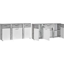 Kommode Procontour "Trenti BESTSELLER", grau (betonfarben, wei&szlig;), B:155cm H:81cm T:40cm, Sideboards, Kommode, H&ouml;he 81 cm, mit variabel verstellbaren Einlegeb&ouml;den