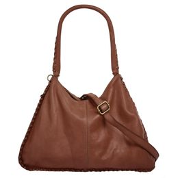 Shopper Samantha Look, Damen, Gr. B/H/T: 34cm x 24cm x 9cm onesize, braun (cognac), Leder, leicht gl&auml;nzend, unifarben, Taschen Shopper, echt Leder, Made in Italy
