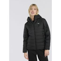 Winterjacke Puma "ESS HOODED PADDED JACKET", Damen, Gr. L, schwarz (Puma schwarz), Taft, Obermaterial: 100% Polyester, unifarben, regular fit normal, Jacken Winterjacke, mit Kapuze, mit Eingrifftaschen, mit Rei&szlig;verschluss