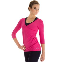 Wickelshirt WINSHAPE "WS3", Damen, Gr. XS, pink, 90% Baumwolle, 10% Elasthan, V-Ausschnitt, Shirts Wickelshirt, &frac34;-Arm