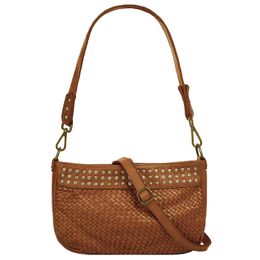 Umh&auml;ngetasche Samantha Look, Damen, Gr. B/H/T: 28cm x 17cm x 4cm onesize, braun (cognac), Leder, Taschen Umh&auml;ngetasche, echt Leder, Made in Italy