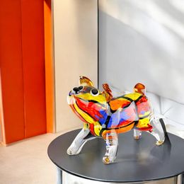 Tierfigur CASABLANCA BY GILDE "Hund Pacco, mehrfarbig", bunt (mehrfarbig), B:25cm H:17cm T:9cm, Glas, Dekofiguren, Tierfigur