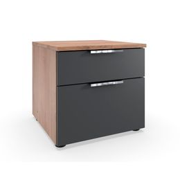 Nachtkommode wimex "Level by fresh to go", schwarz (front graphit, korpus plankeneiche nachbildung), B:41cm H:39cm T:41cm, Holzwerkstoff, Sideboards, Nachtkommode, 2 Schubladen mit soft-close Funktion, 41cm breit, 39cm hoch