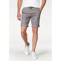 Chinoshorts Bruno Banani, Herren, Gr. 38, N-Gr, grau, Twill, Obermaterial: 100% Baumwolle, unifarben, slim fit kniefrei, Hosen Chinoshorts, inklusive G&uuml;rtel, Topseller