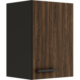 H&auml;ngeschrank Optifit "Palma", schwarz (rillendekor nussbaum, anthrazit), B:40cm H:57,6cm T:34,6cm, Holzwerkstoff, Schr&auml;nke, H&auml;ngeschrank, Breite 40 cm, 1 T&uuml;r, 1 Einlegeboden