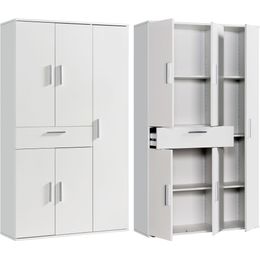 Mehrzweckschrank Procontour "Clara", wei&szlig;, B:96cm H:167cm T:34cm, Schr&auml;nke, Mehrzweckschrank, H&ouml;he 167cm, mit variabel verstellbaren Einlegeb&ouml;den
