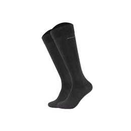 JOOP! Kniestr&uuml;mpfe JOOP "Socken Unisex premium essential cotton Knee High 2p 2er Pack", Herren, Gr. 43-46, grau (anthrazit meliert), Obermaterial: 68% Baumwolle CO(Bio). 30% Polyamid PA. 2% Elasthan EL., Socken Kniestr&uuml;mpfe